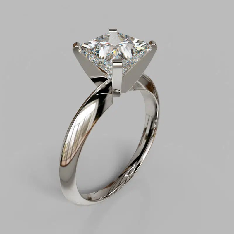 4 Prong Princess Cut Tiffany Style Moissanite Engagement Ring - Forever ...