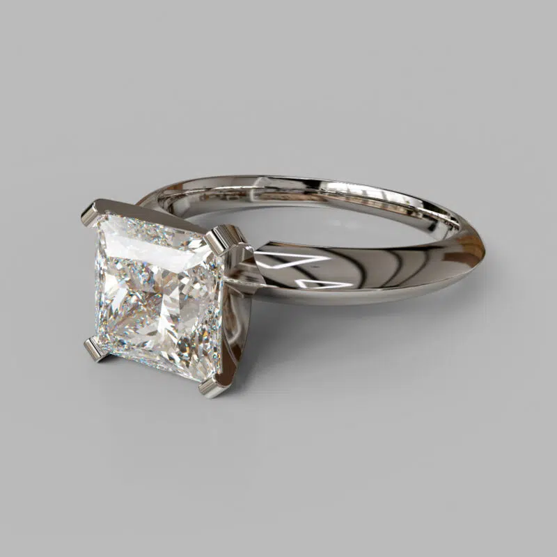 4 Prong Princess Cut Tiffany Style Moissanite Engagement Ring - Forever ...