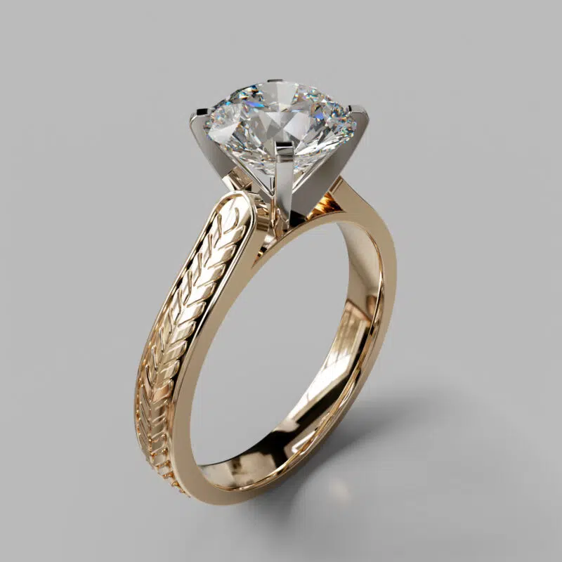 Engraved Round Cut Solitaire Moissanite Engagement Ring - Forever ...
