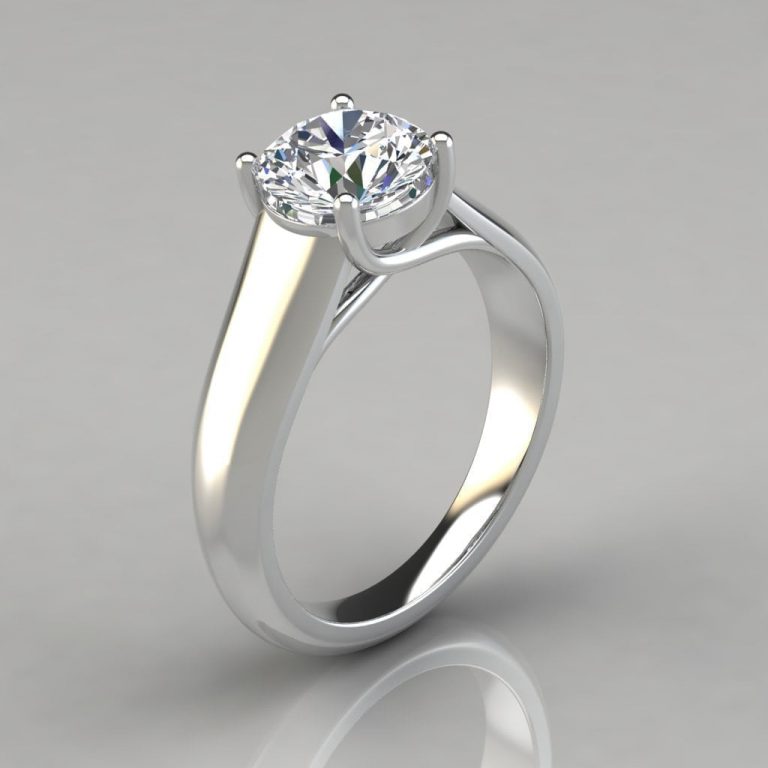 Round Cut Solitaire Moissanite Engagement Ring - Forever Moissanite