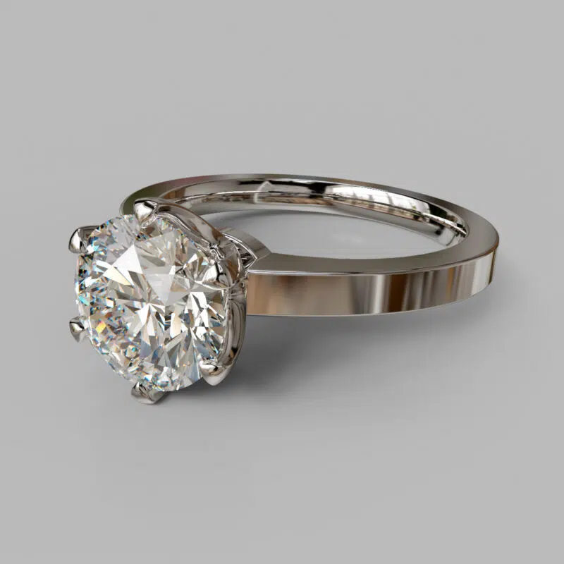 Round Cut Solitaire Moissanite Engagement Ring - Forever Moissanite