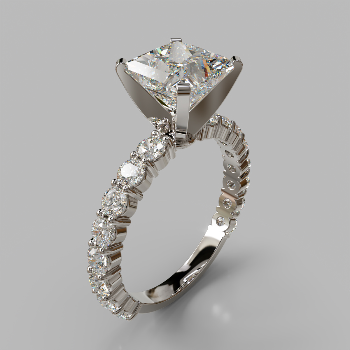 Princess Cut Common Prong Moissanite Engagement Ring - Forever Moissanite