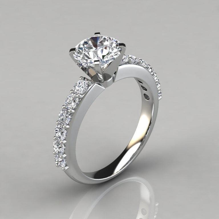 Round Cut Common Prong Moissanite Engagement Ring - Forever Moissanite