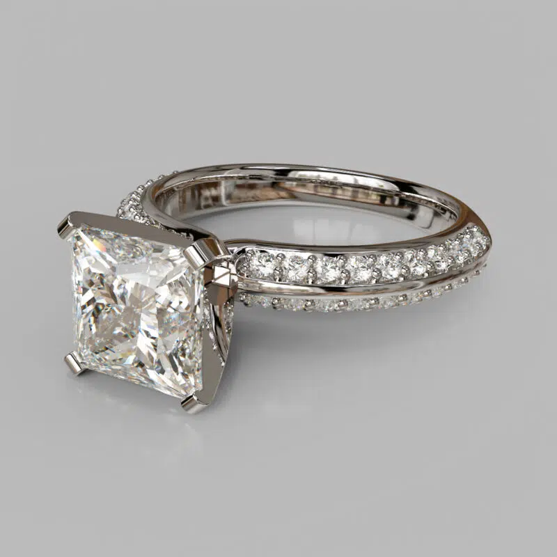 Two Sided Princess Cut Moissanite Engagement Ring - Forever Moissanite