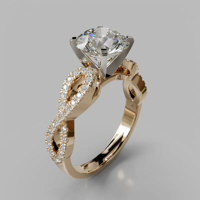 Infinity Design Round Cut Moissanite Engagement Ring - Forever Moissanite
