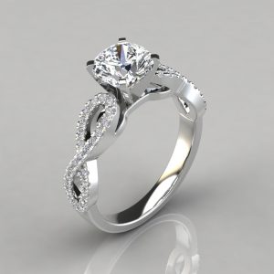 Infinity Design Round Cut Moissanite Engagement Ring | Forever Moissanite