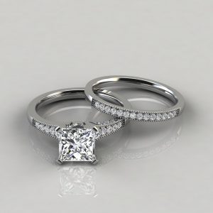 Moissanite Infinity Design Round Cut Bridal Set Rings - Forever Moissanite