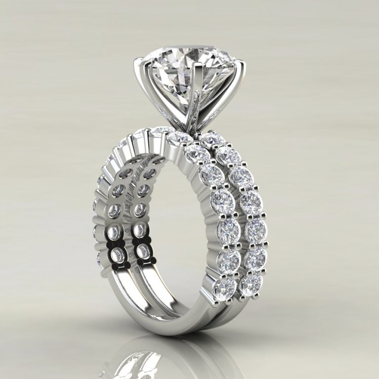 Custom Made 4 Carat Center Stone Shared Prong Engagement Ring and ...