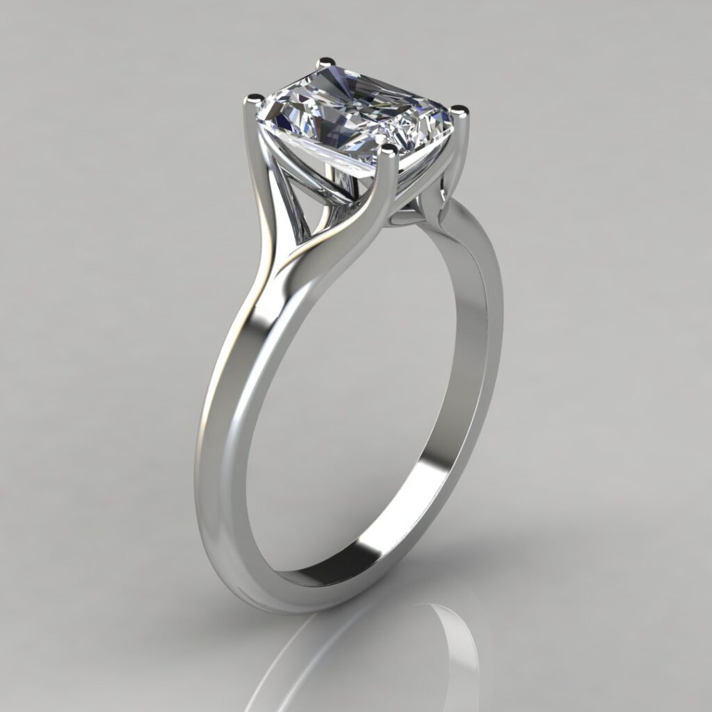 Split Shank Floating Radiant Cut Moissanite Engagement Ring - Forever ...