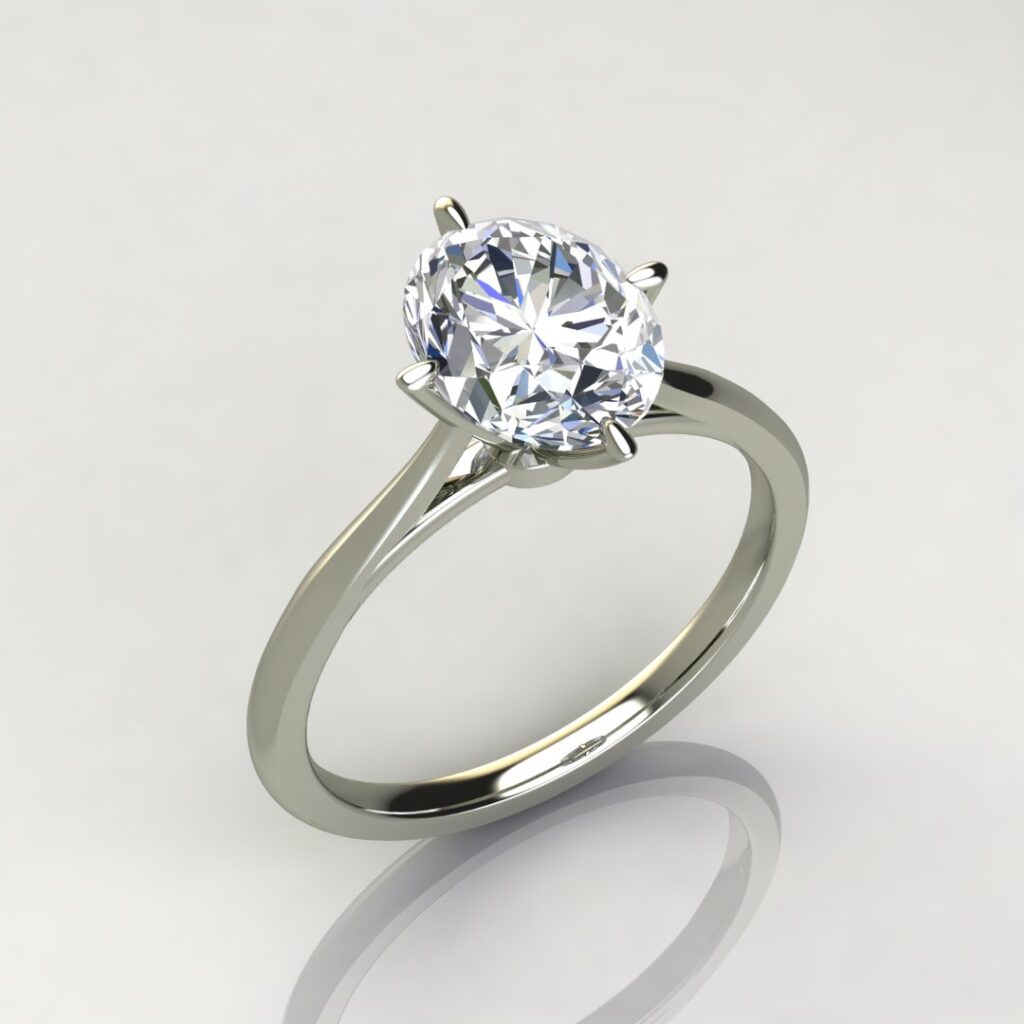 3 Carat Oval Cut Moissanite hidden Halo Engagement ring - Forever Moissanite