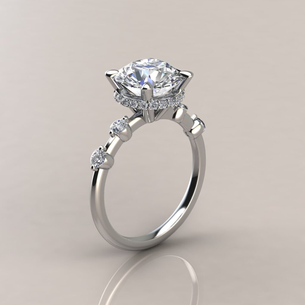 3 Carat Oval Cut Moissanite hidden Halo Engagement ring - Forever Moissanite