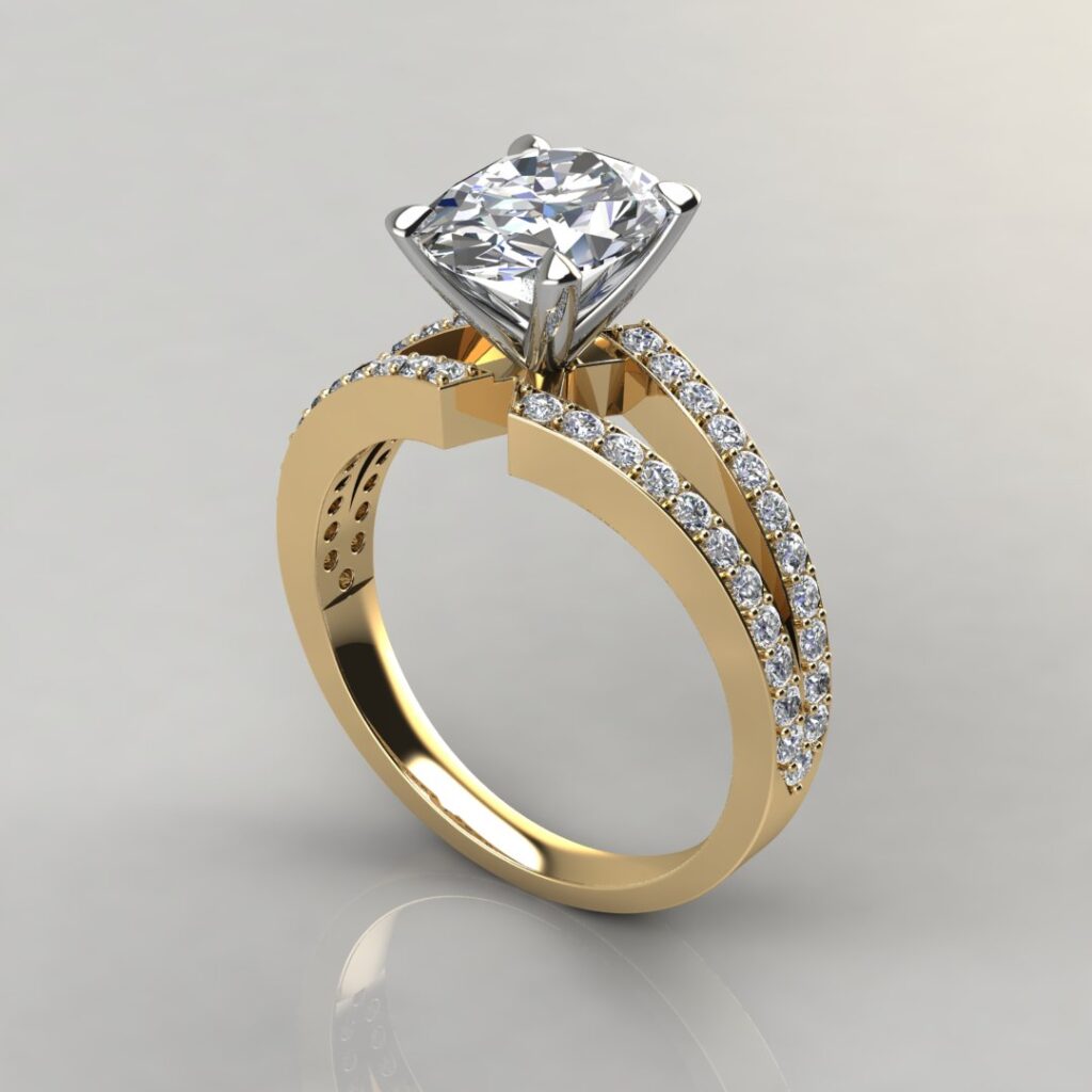 Split Shank Pave Oval-Cut Moissanite Engagement Ring Split Shank Pave Oval-Cut Moissanite Engagement Ring