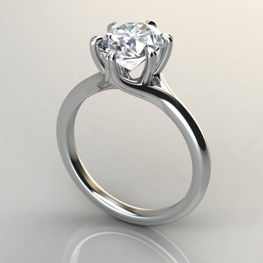 Solitaire Six Prong Oval Cut Moissanite Engagement Ring - Forever ...