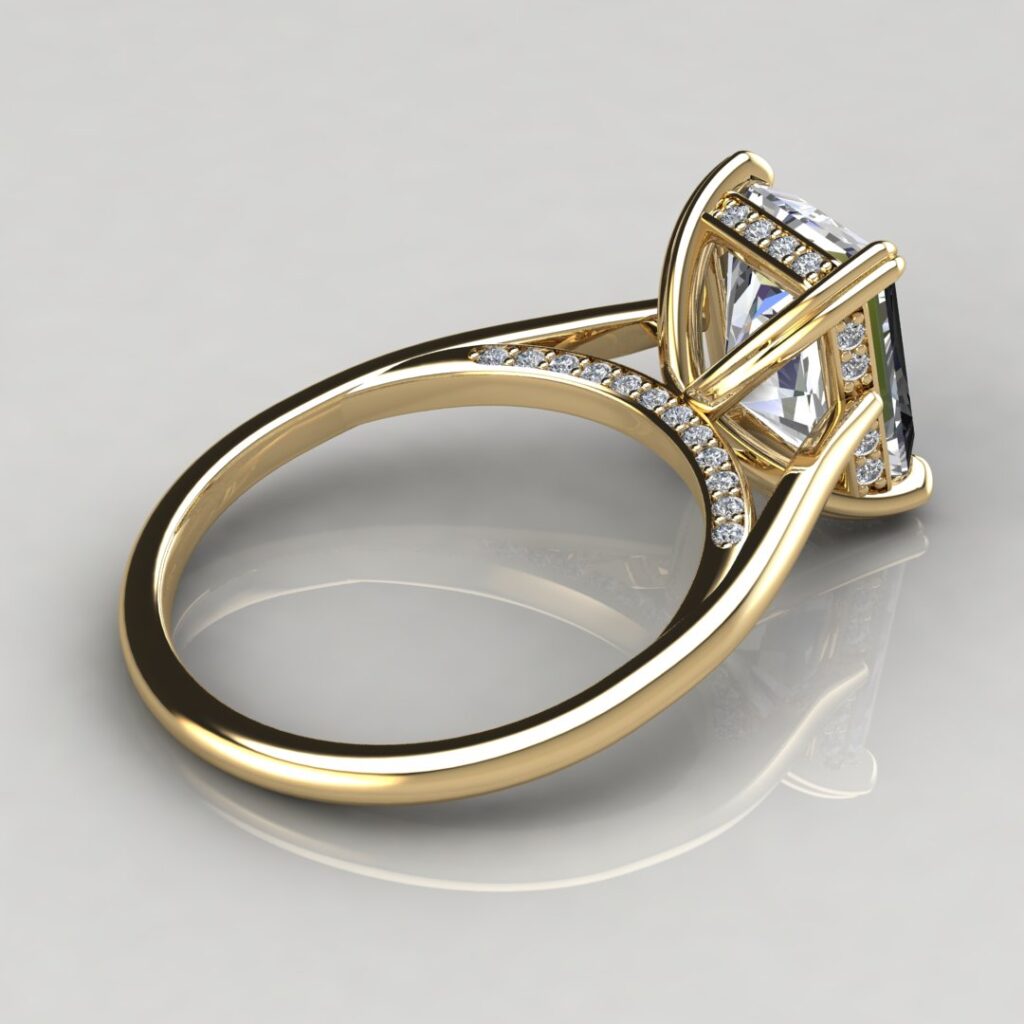 Custom Design Radiant Cut Invisible Halo Moissanite Engagement Ring ...