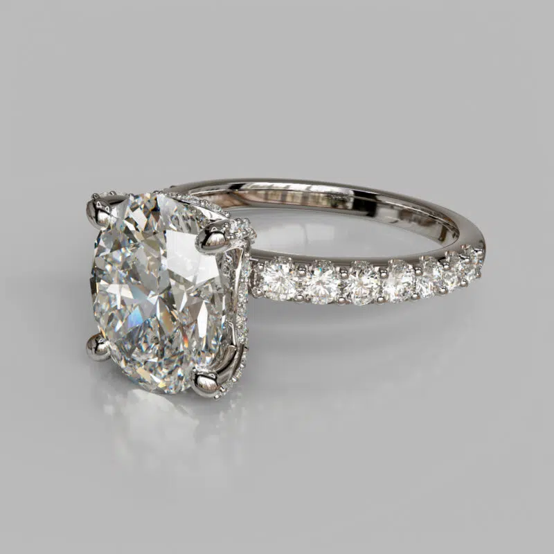 Oval Cut Crown Head Moissanite Engagement Ring - Forever Moissanite
