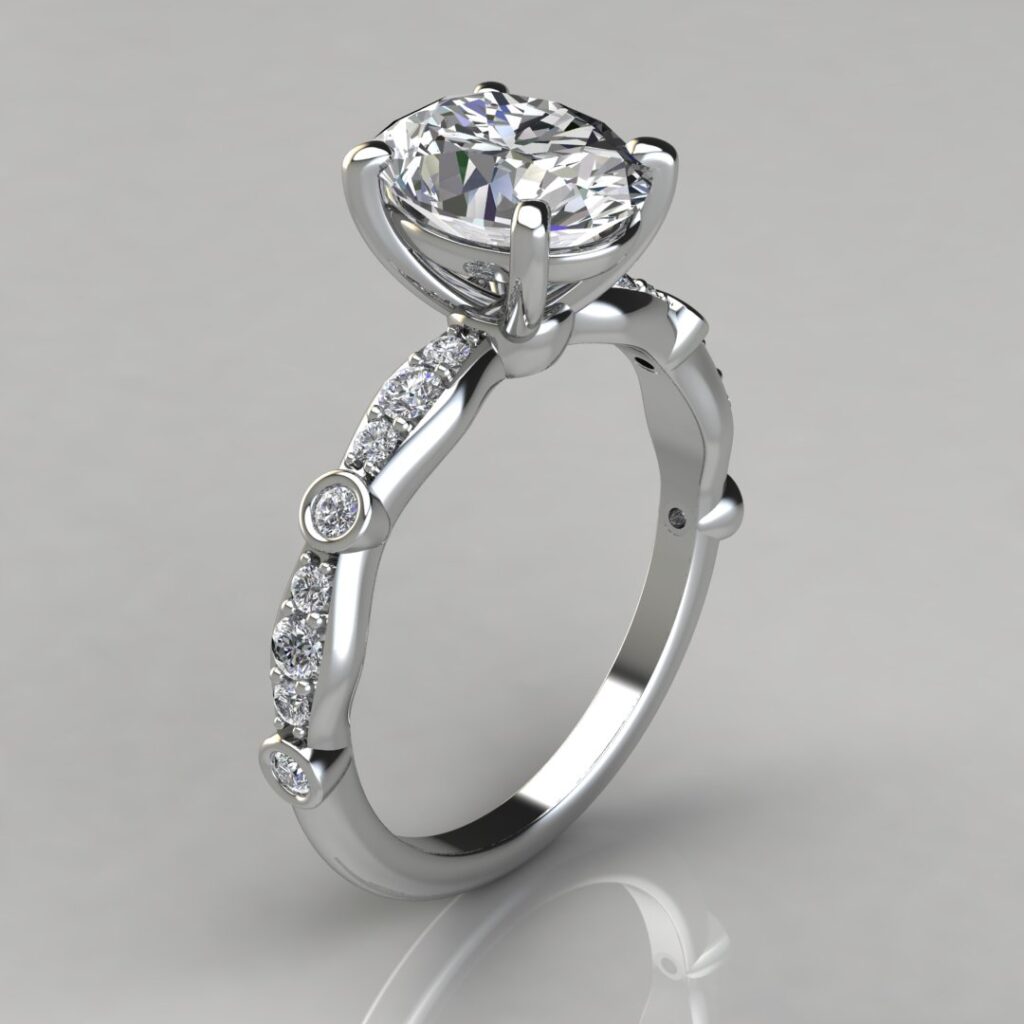 Oval Cut Colar Moissanite Engagement Ring - Forever Moissanite