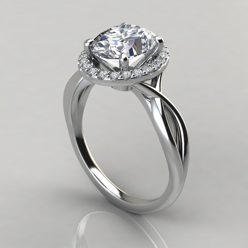 Oval Cut Halo Solitaire Moissanite Engagement Ring - Forever Moissanite