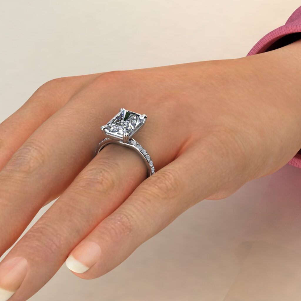 Custom Design 4.15 Ct Radiant Cut Engagement Ring - Forever Moissanite