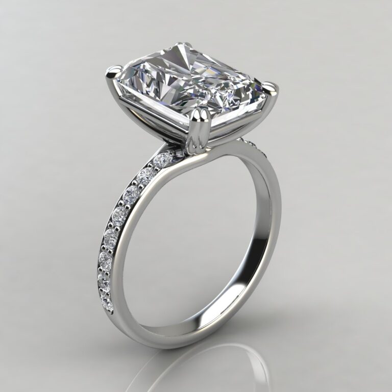 Custom Design Three Stone Moissanite Engagement Ring - Forever Moissanite