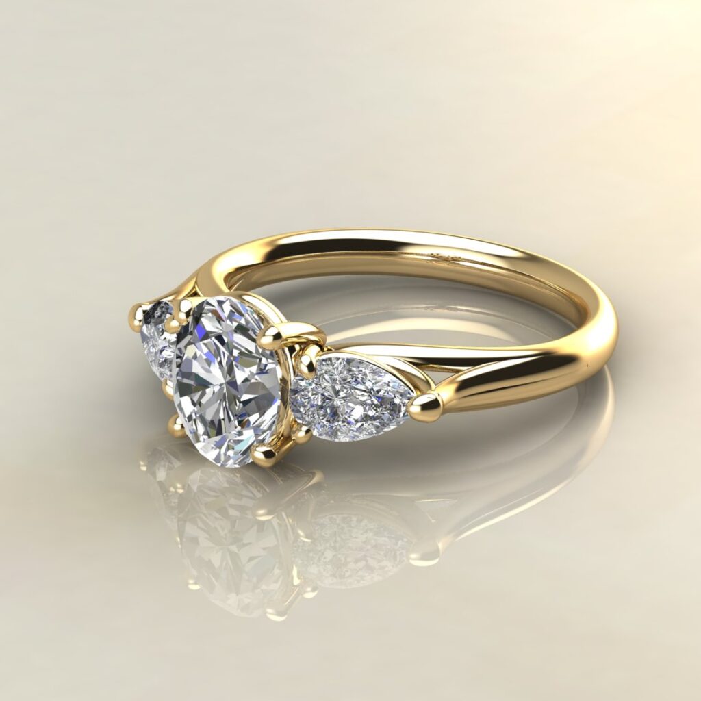 Custom Design Three Stone Moissanite Engagement Ring - Forever Moissanite