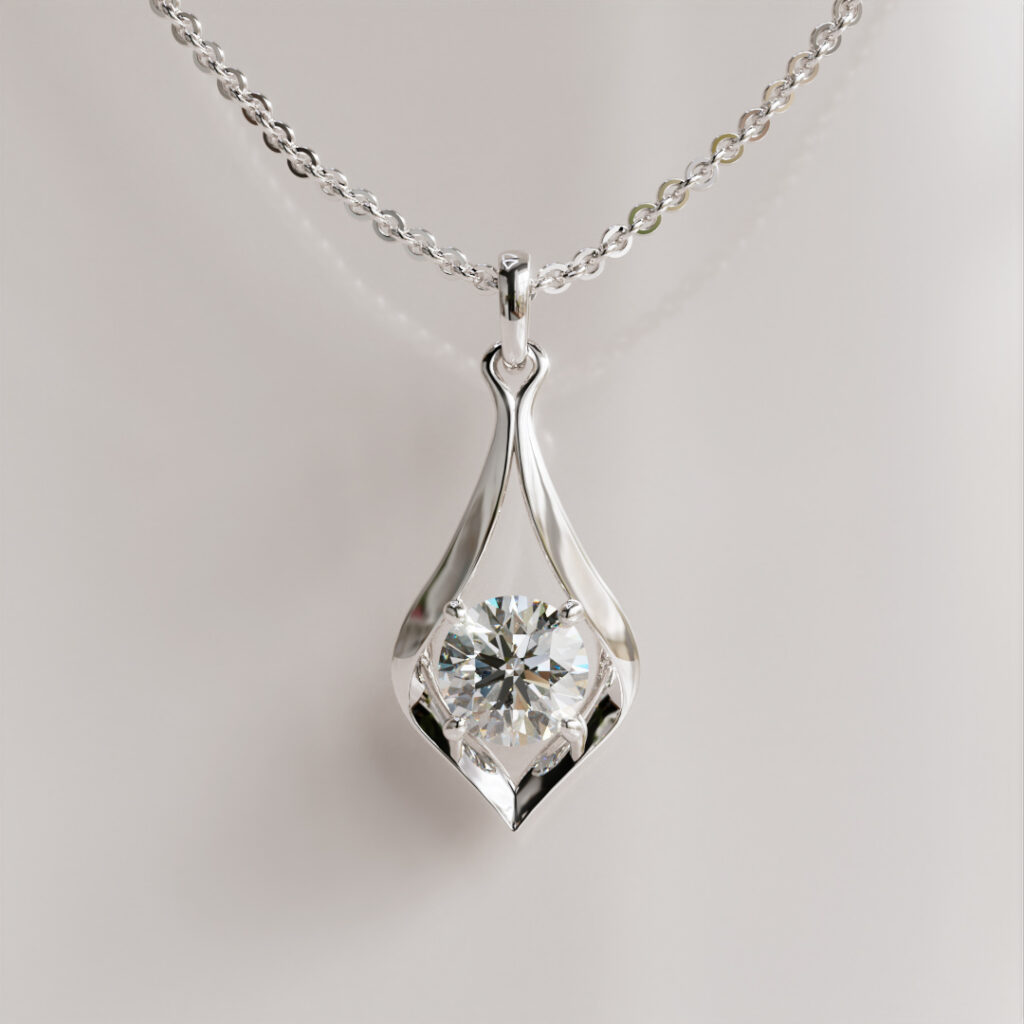 Moissanite Solitaire Pendant in an Elegant Teardrop Setting - Forever ...