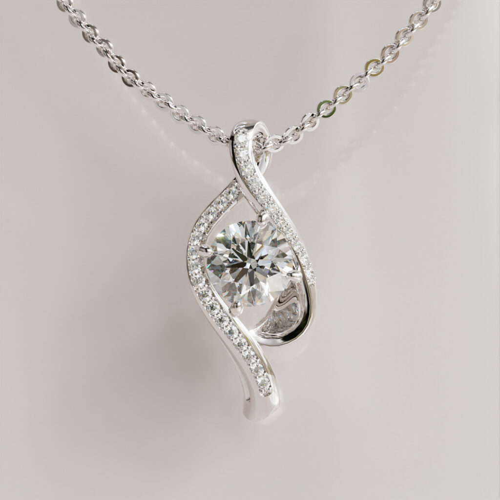 Twist Moissanite Pendant with Shared Prongs - Forever Moissanite