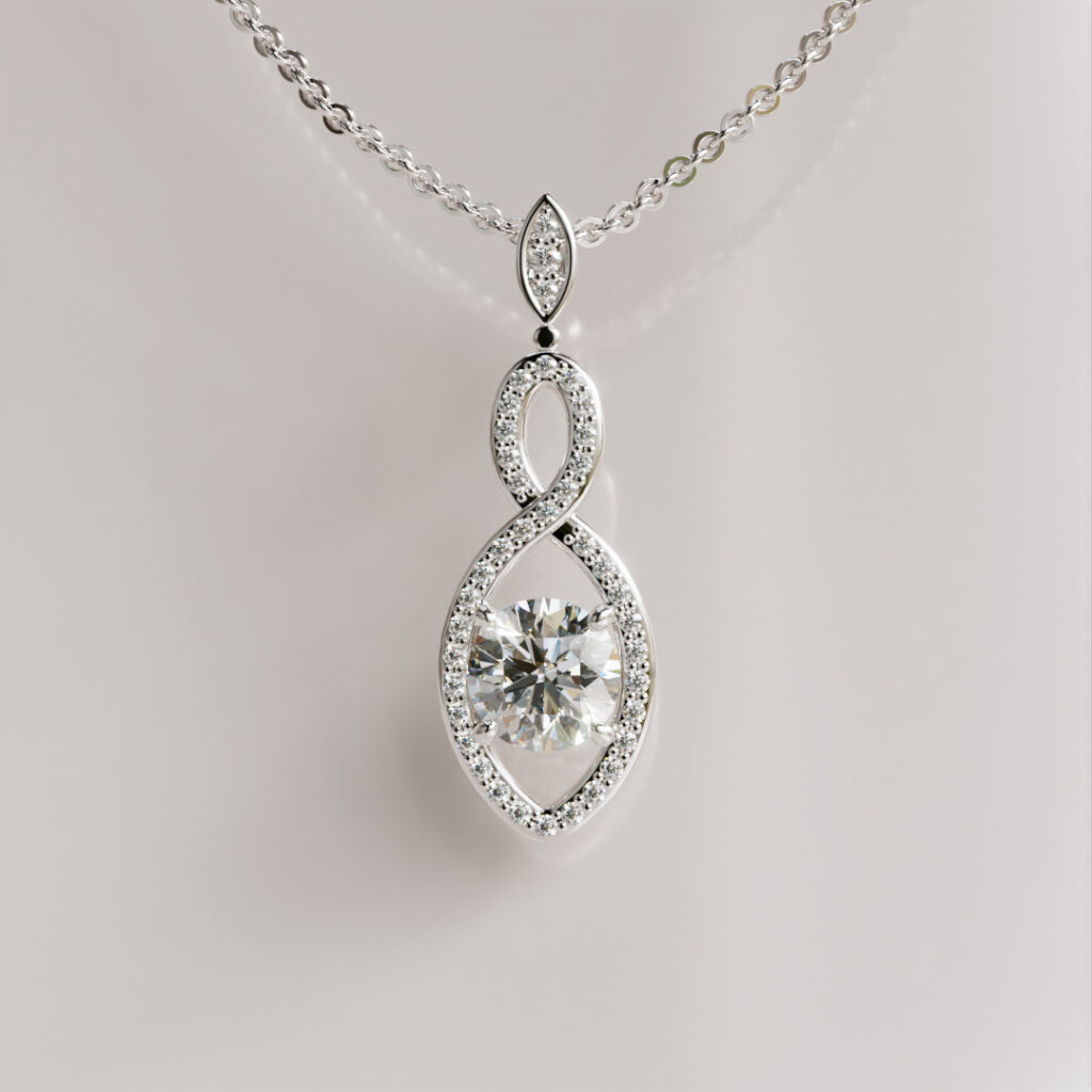 Round Swirl Halo Moissanite Pendant - Forever Moissanite