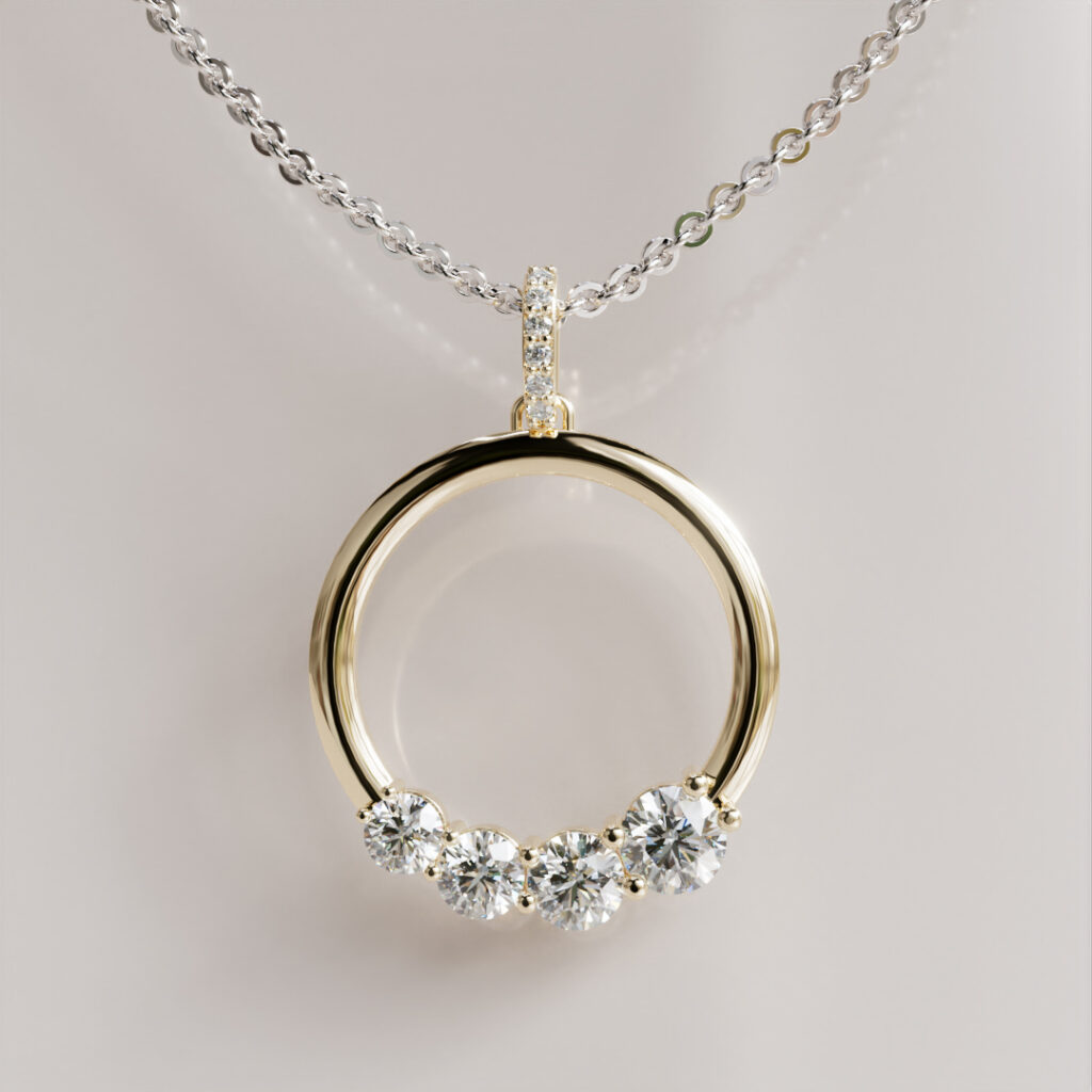 Moissanite-Accented Circle Pendant Necklace - Forever Moissanite