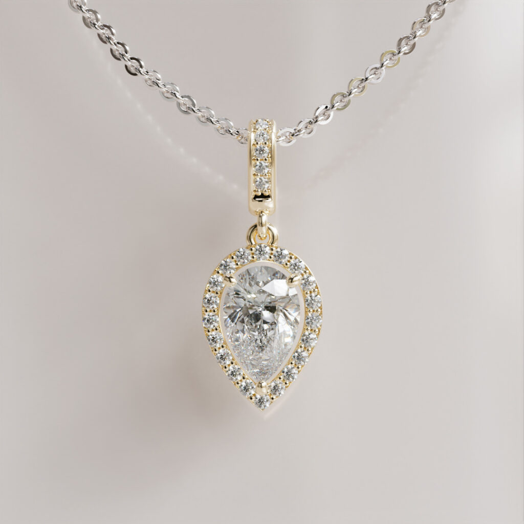 Pear-Cut Moissanite Halo Pendant - Forever Moissanite