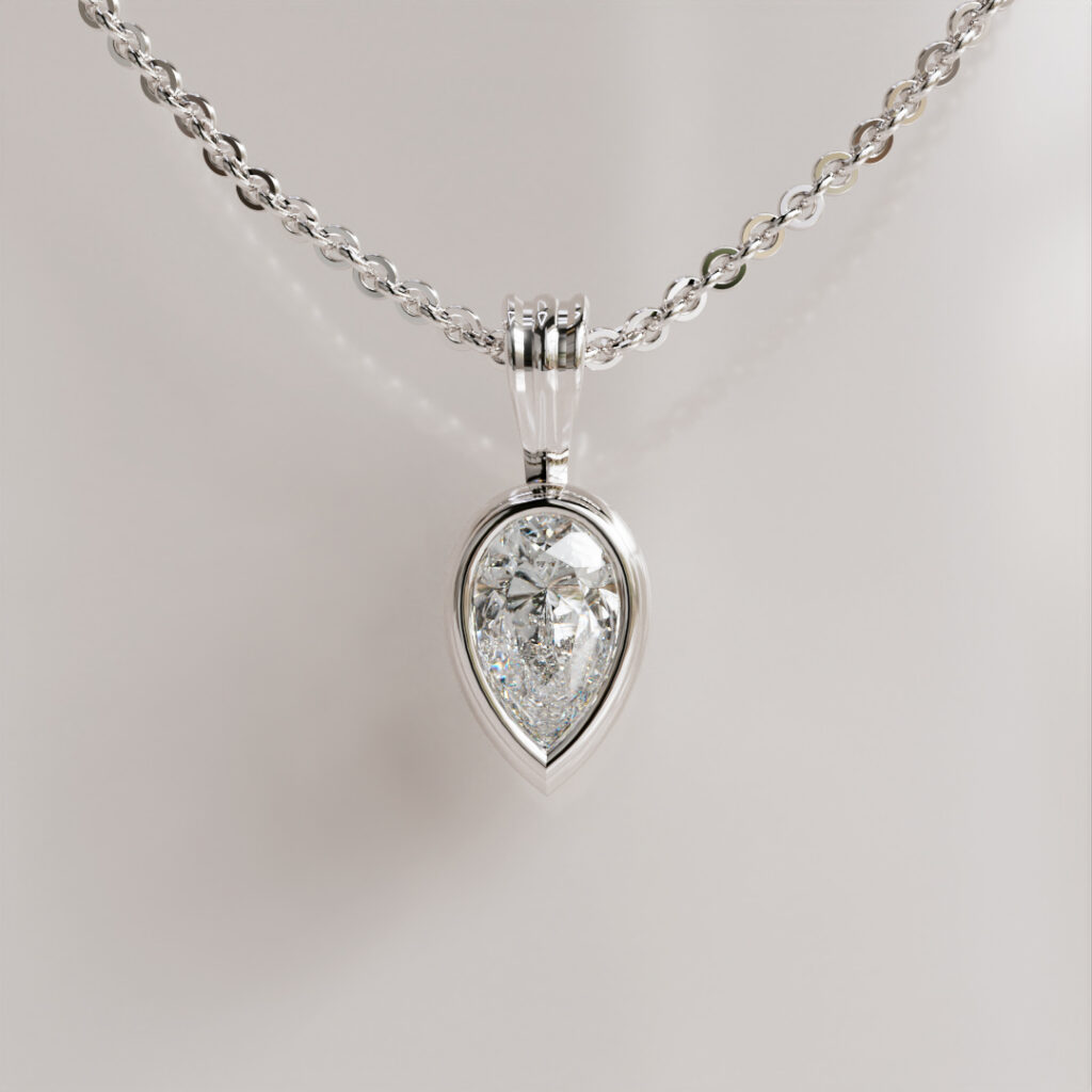 Pear Cut Moissanite Cross Pendant Necklace - Forever Moissanite