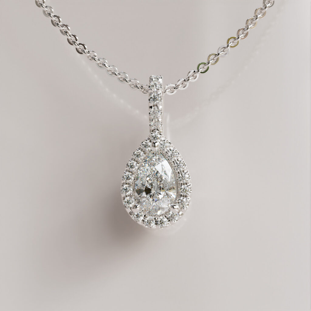 Trio Bezel Set Pear Moissanite Pendant - Forever Moissanite