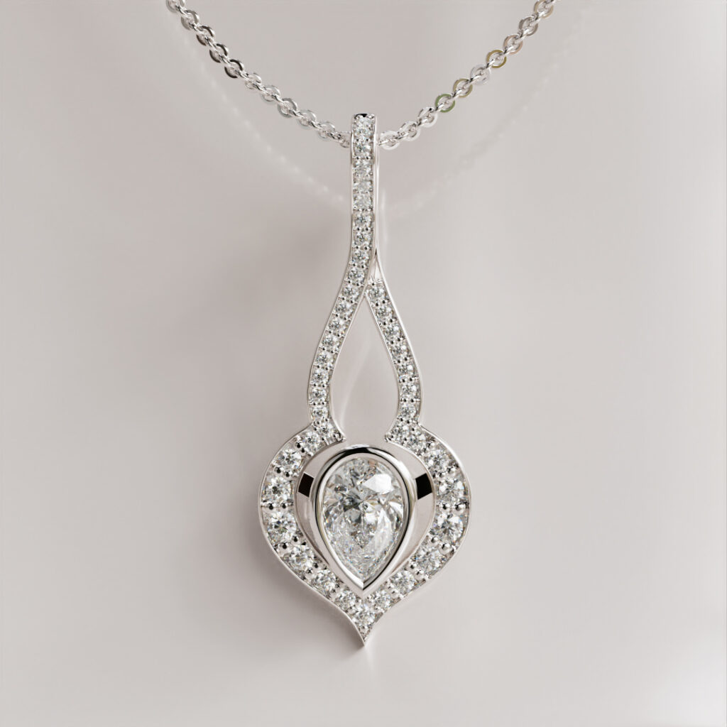 Double Circle Bezel Pear-Cut Moissanite Pendant – Forever Moissanite