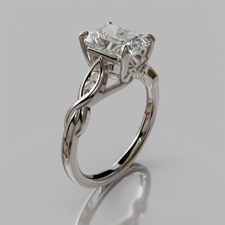 Nature Inspired Radiant Cut Moissanite Engagement Ring - Forever Moissanite