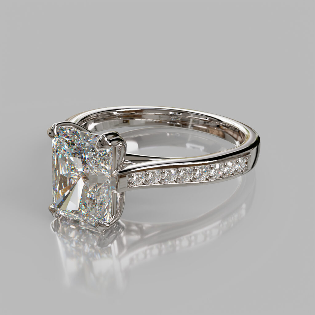 Tall Cathedral Radiant Cut Moissanite Engagement Ring - Forever Moissanite