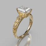Engraved Solitaire Radiant Cut Moissanite Engagement Ring - Forever ...