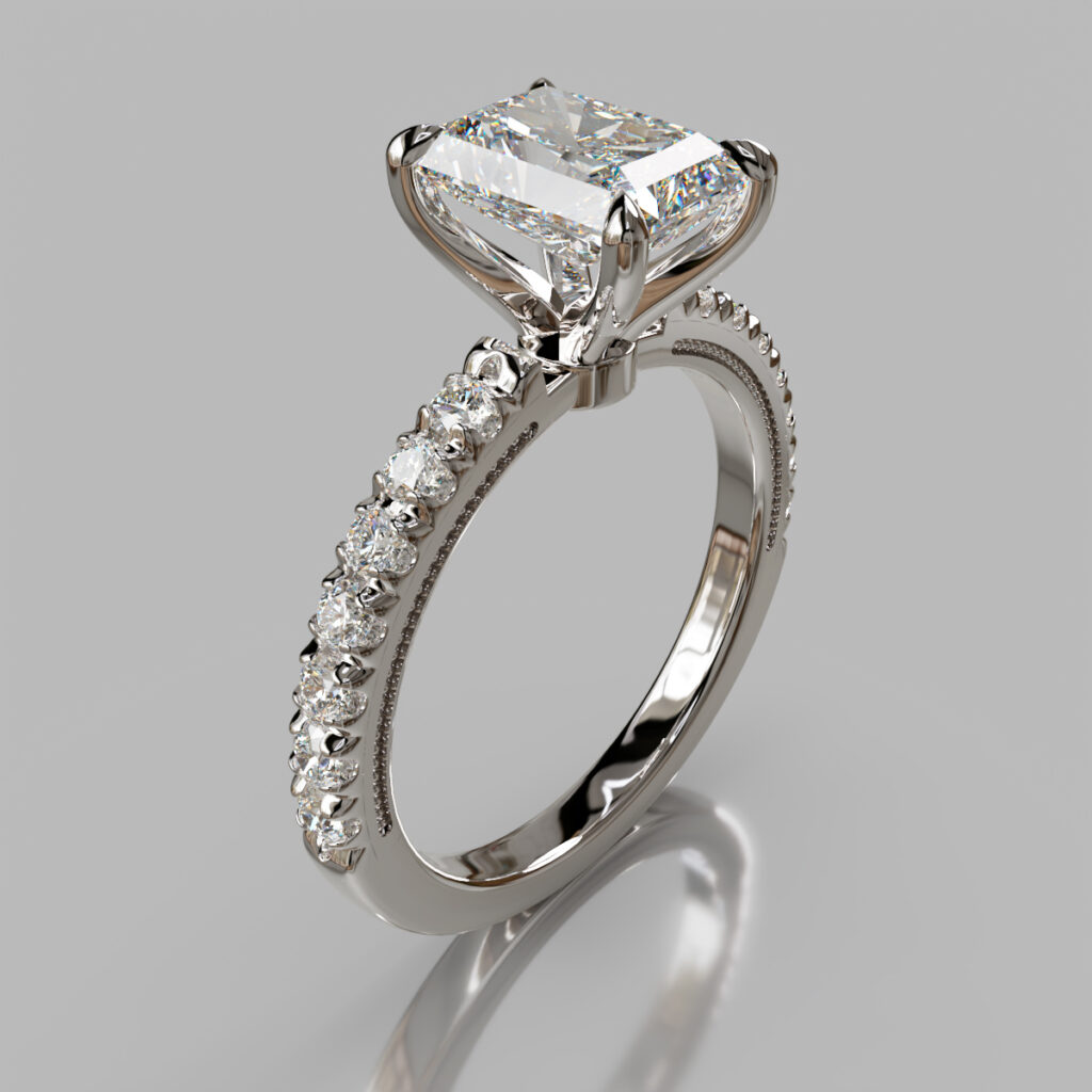Engraved Solitaire Radiant Cut Moissanite Engagement Ring - Forever ...