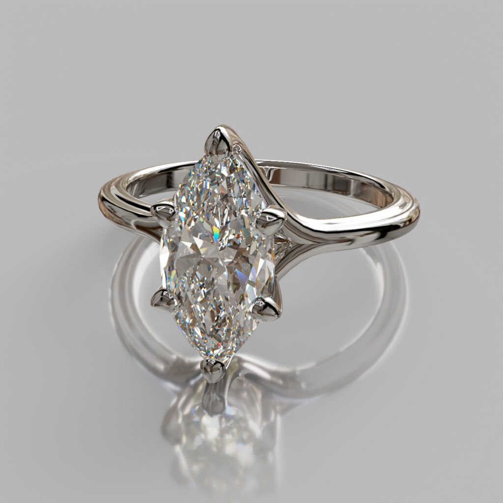 Solitaire Marquise Cut Moissanite Engagement Ring - Forever Moissanite