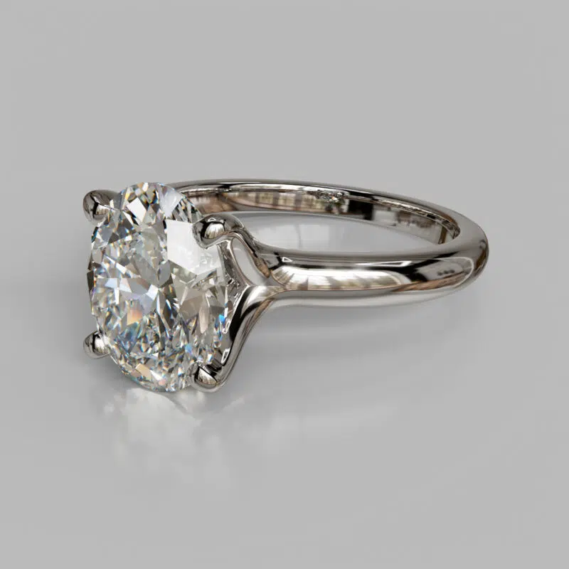 Solitaire Four Prong Oval Cut Moissanite Engagement Ring - Forever ...